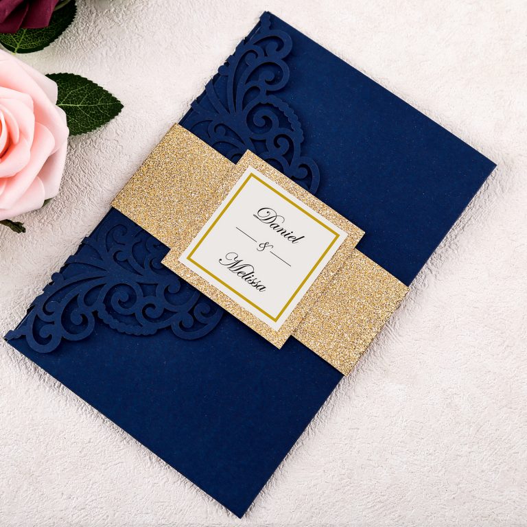 Blushing Beauty Blue Card - Invitationcards