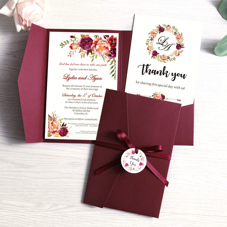 Bright Burgundy Modern Invitation Card - Invitationcards