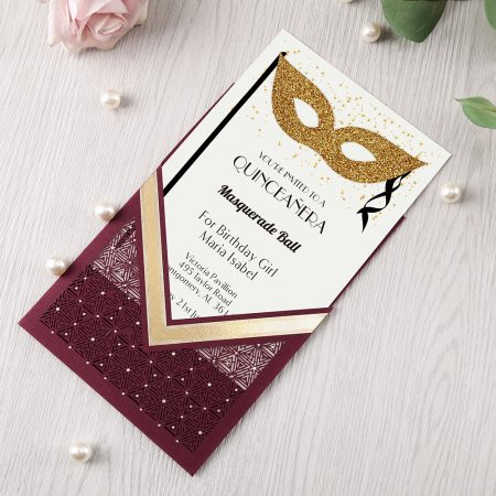 Vine ‘V’ pull-out laser-cut invitation card - Invitationcards