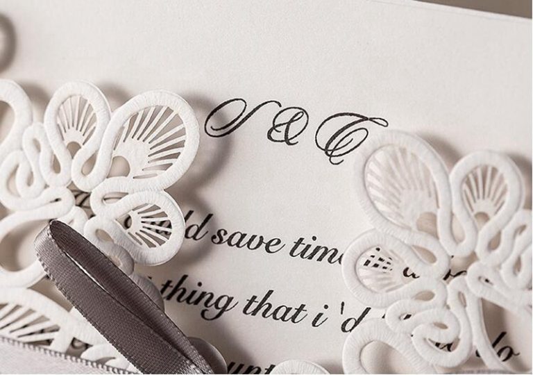 Ivory White laser-cut rustic invitation card - Invitationcards