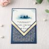 Blue ‘V’ pull-out laser-cut invitation card - Invitationcards