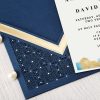 Blue ‘V’ pull-out laser-cut invitation card - Invitationcards
