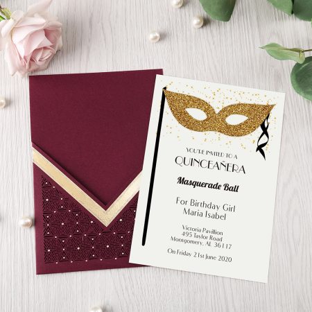 Vine ‘V’ pull-out laser-cut invitation card - Invitationcards